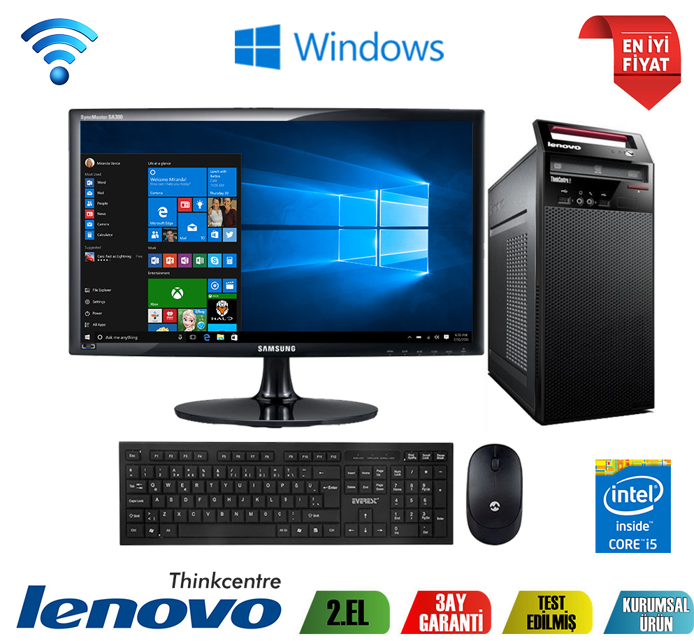 Lenovo Thinkcentre A85 İ5-650 8GB RAM 500GB HDD 22'' 2.El Masaüstü Pc ...