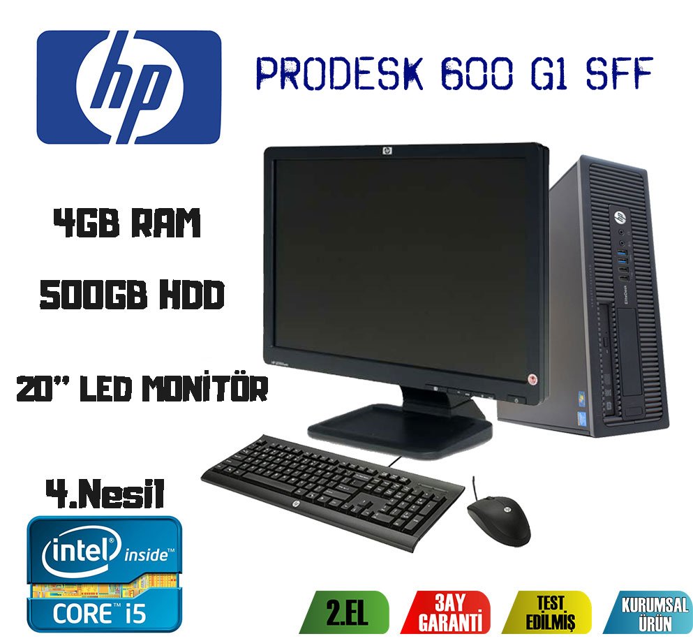 HP ELITEDESK 600 G1 i5-4570S CPU 4GB RAM 500GB HDD 20'' MONİTÖR Fiyat ...